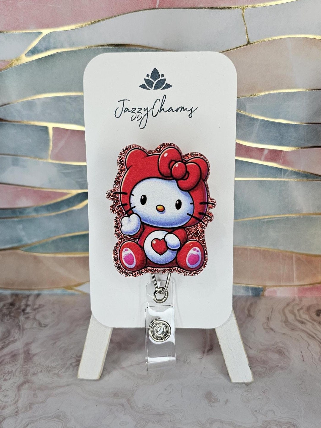 Cute Kitty in Valentines Day Outfit Badge Reel. Id Badge Holder ...