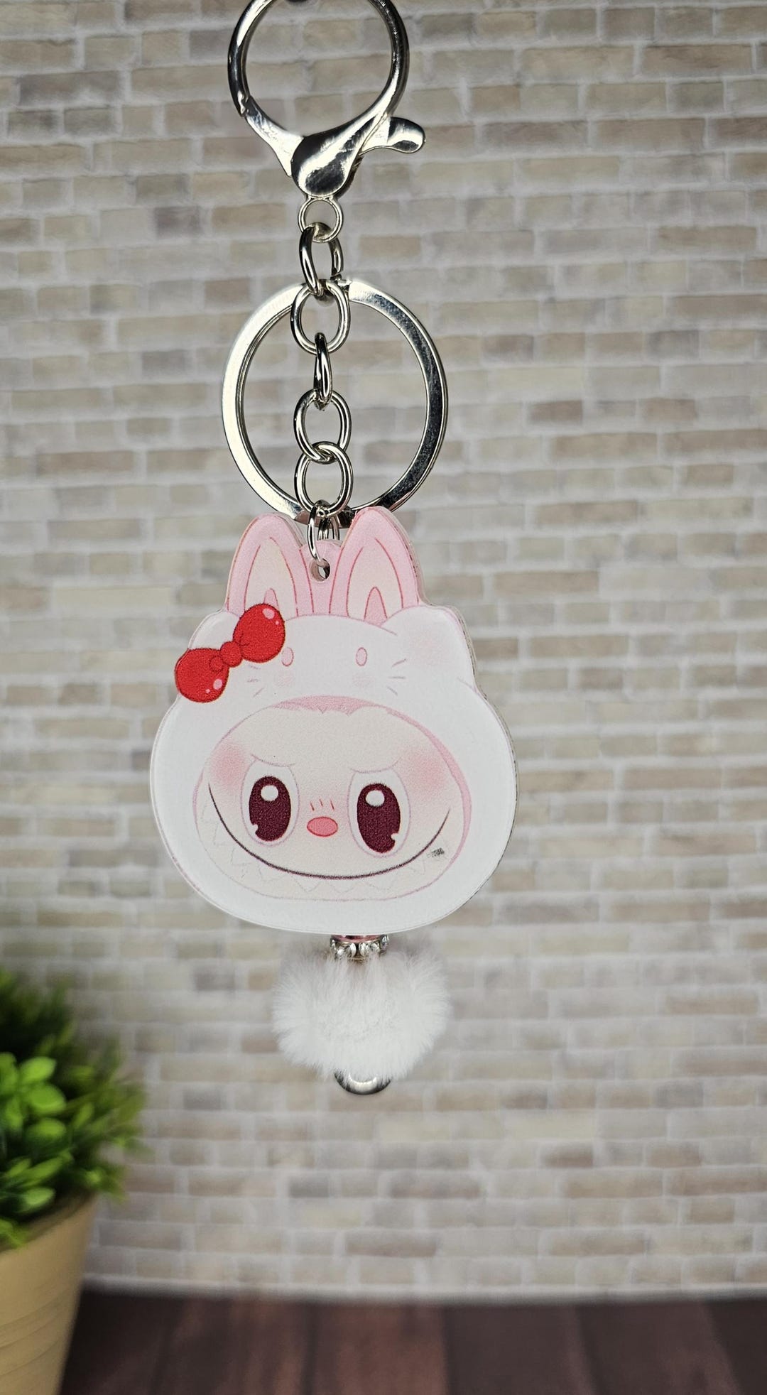 Bubu White Key Chain Cute Custom Accessory With Beads for Backpacks and ...
