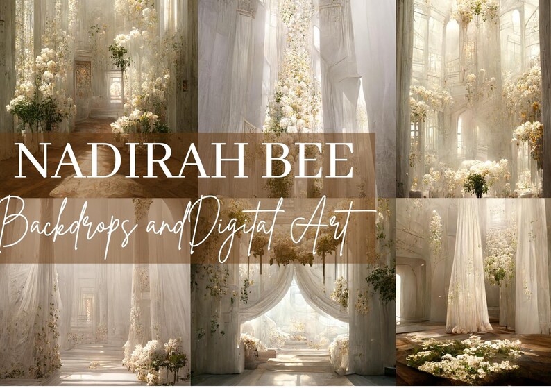 White Curtain Digital Backdrop Airy Light Beautiful, Digital Backdrop ...