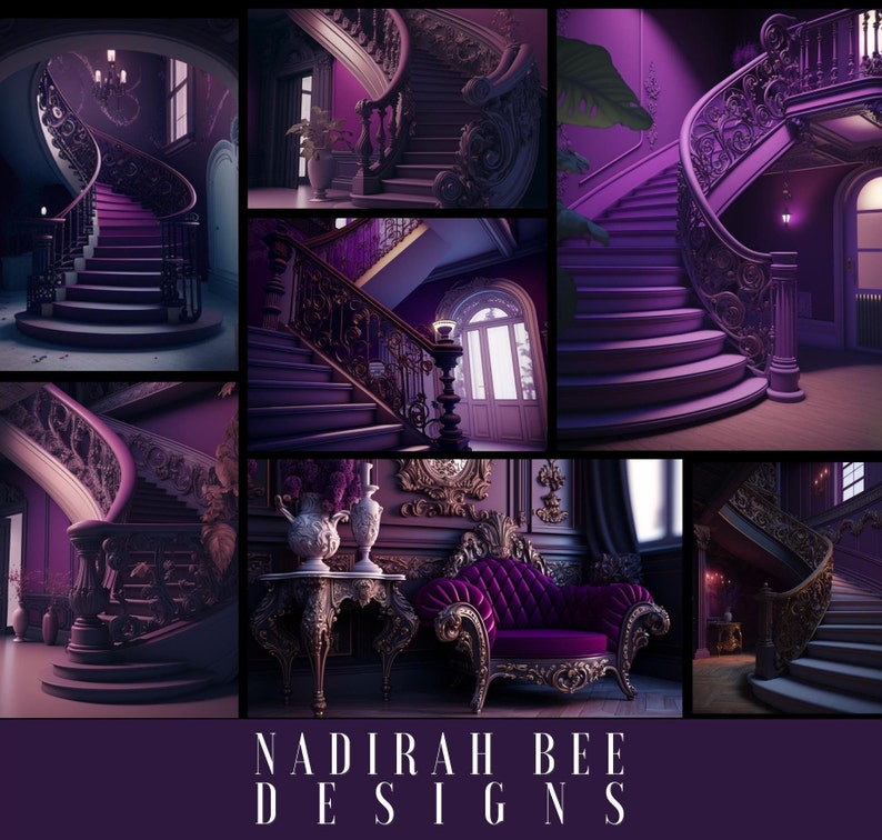 Purple Stairs Digital Backdrop- Beautiful Staircases - Etsy