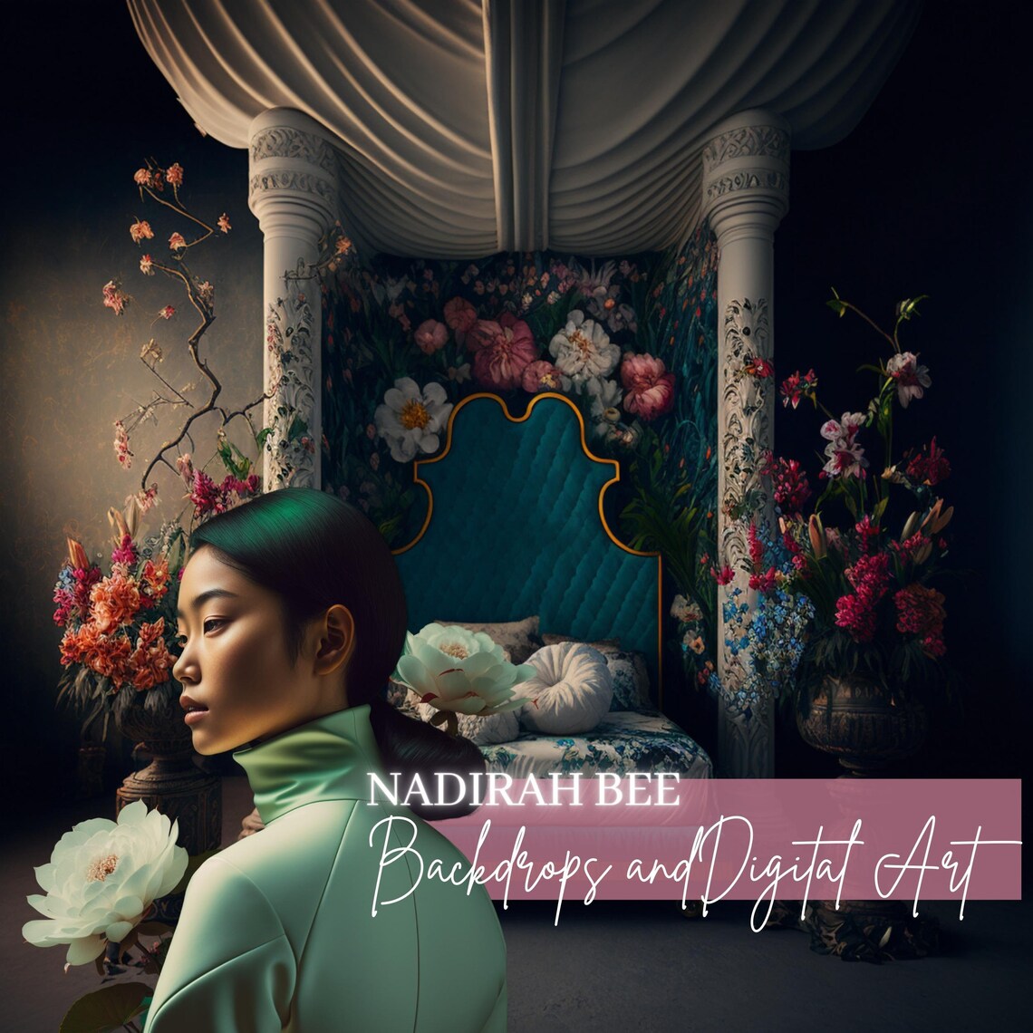 Surreal Floral Room Backdrops, Studio Backdrop Overlays, Digital ...