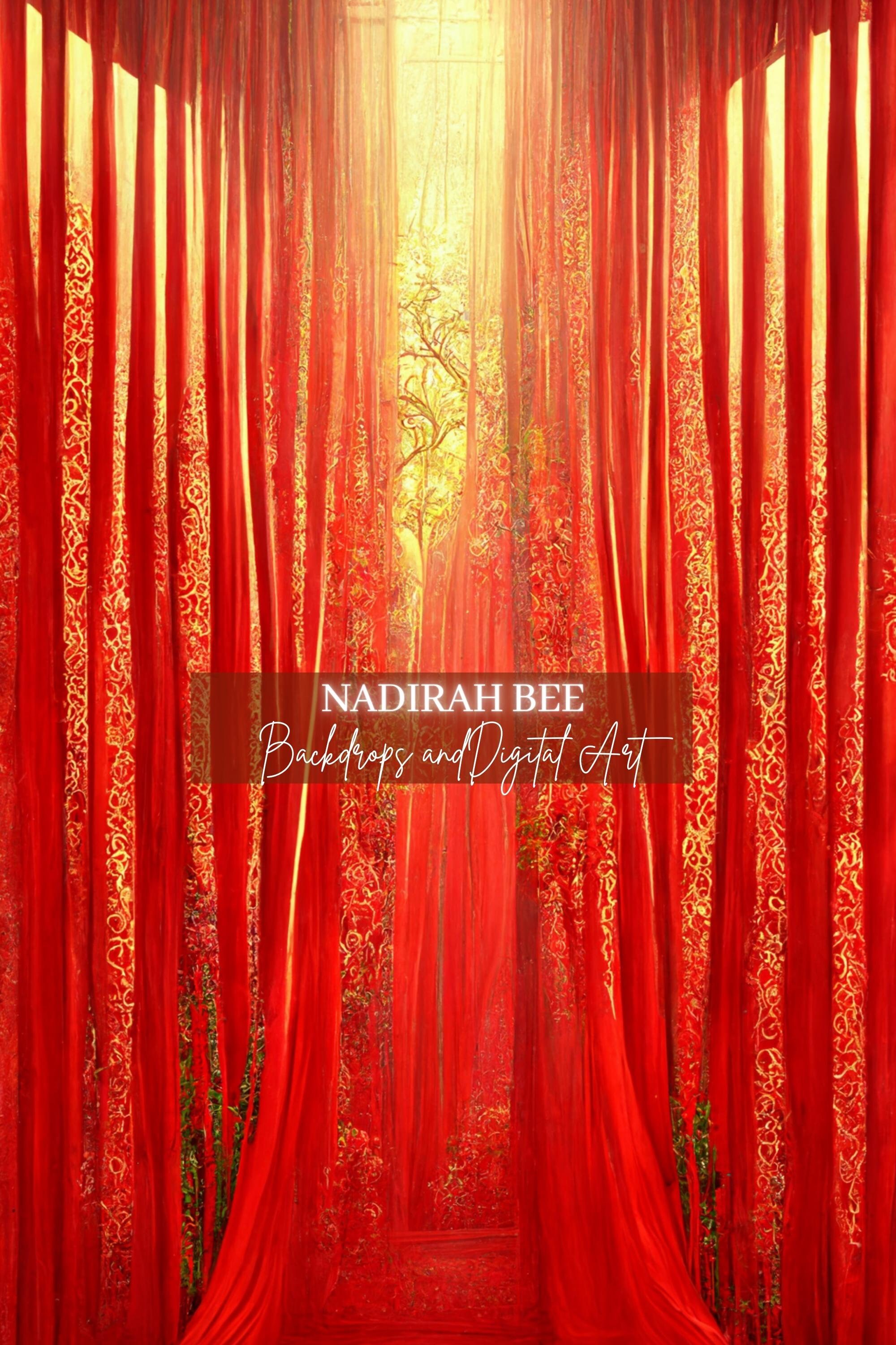 Red Curtain Digital Backdrop Airy Light Beautiful, Studio Backdrop ...