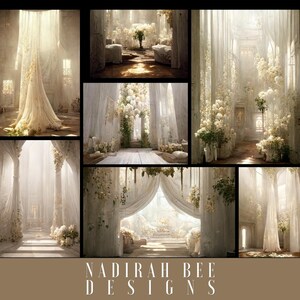 White Curtain Digital Backdrop Airy Light Beautiful, Digital Backdrop ...
