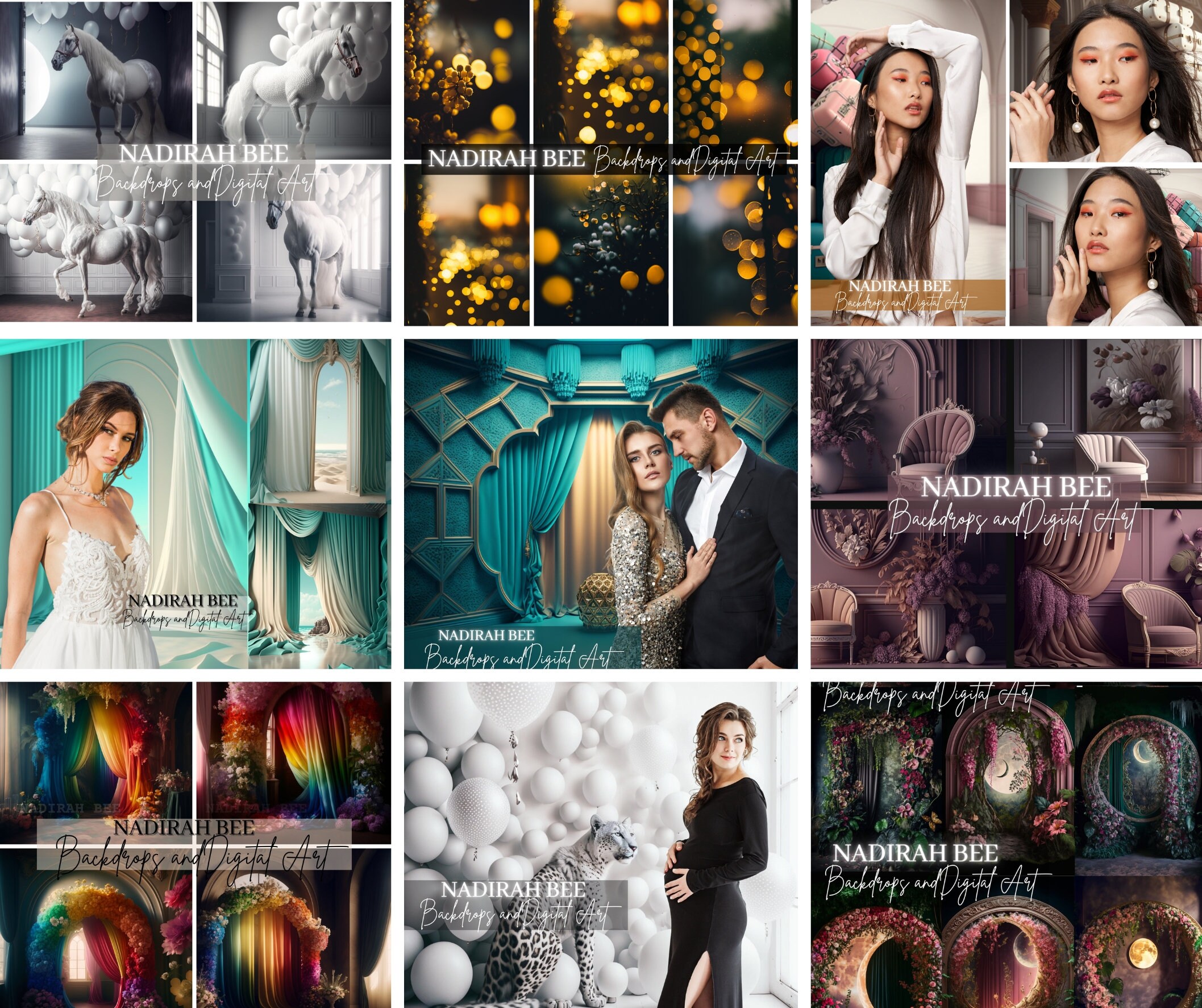 Turquoise and Gold Room Backdrops, Studio Backdrop Overlays, Digital ...