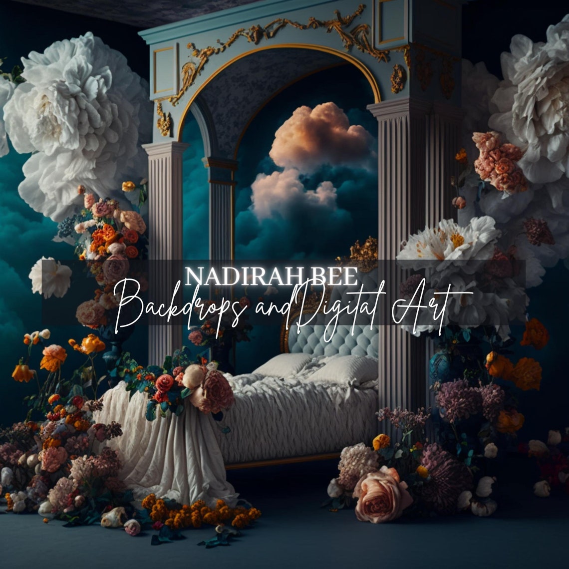 Surreal Floral Room Backdrops, Studio Backdrop Overlays, Digital ...