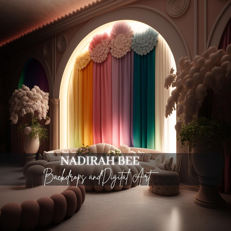 Muted Rainbow Room Backdrops, Studio Backdrop Overlays, Digital ...