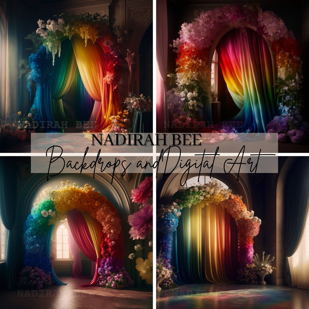 Rainbow Room Set 3 Digital Backdrops, Backdrop Maternity Backdrop ...