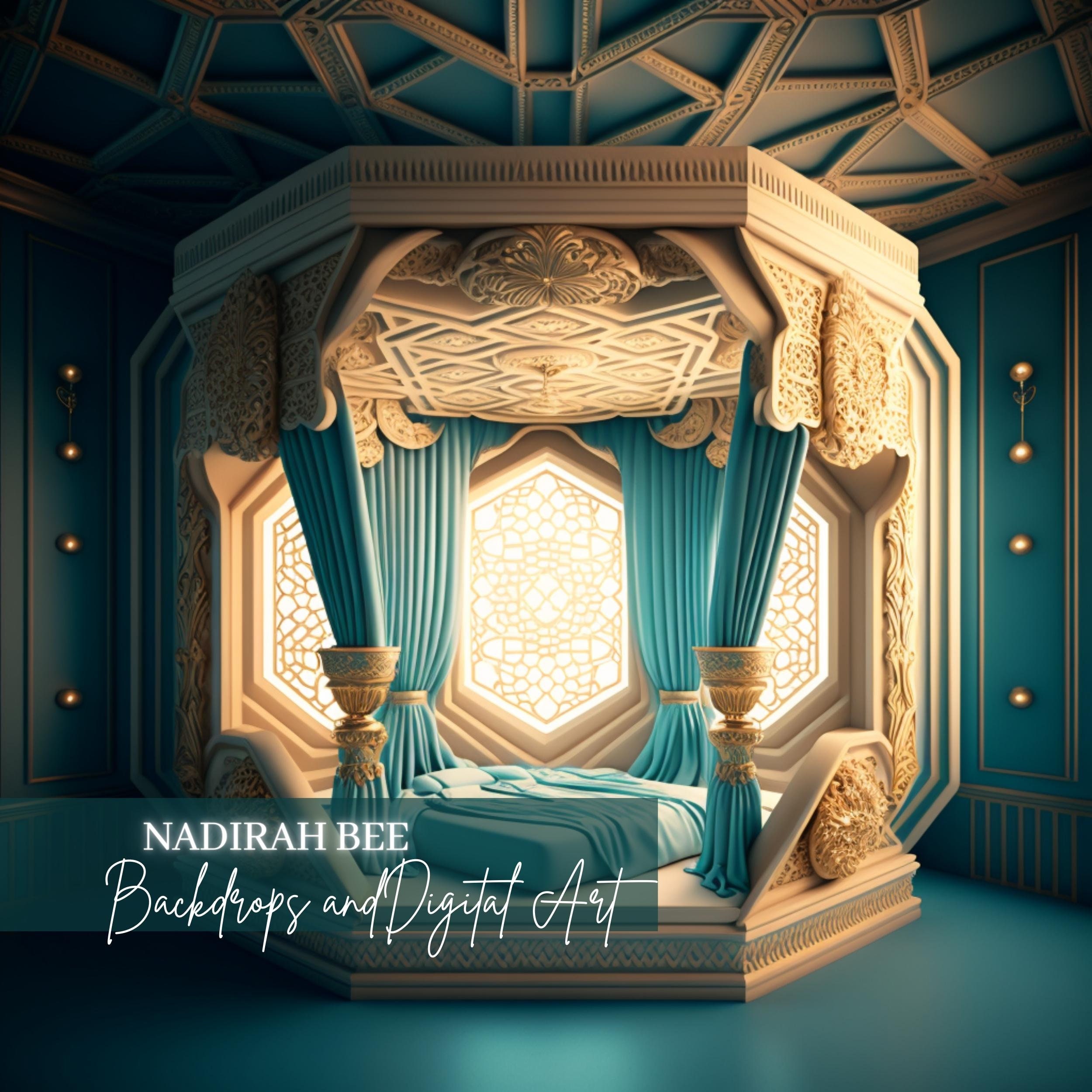 Turquoise and Gold Room Backdrops, Studio Backdrop Overlays, Digital ...