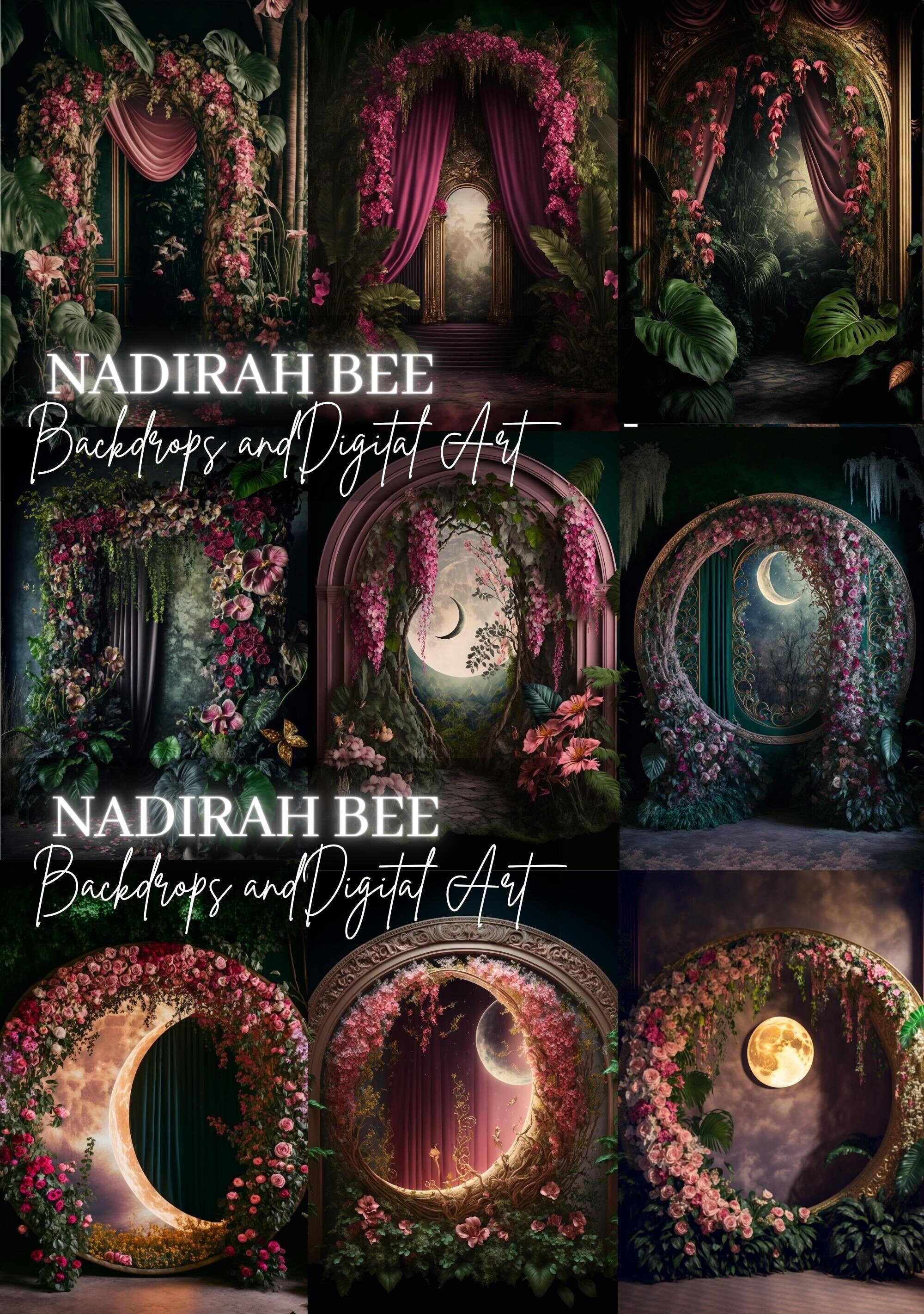 Hot Pink Floral Backdrops, Maternity Backdrop Overlays, Studio Backdrop ...