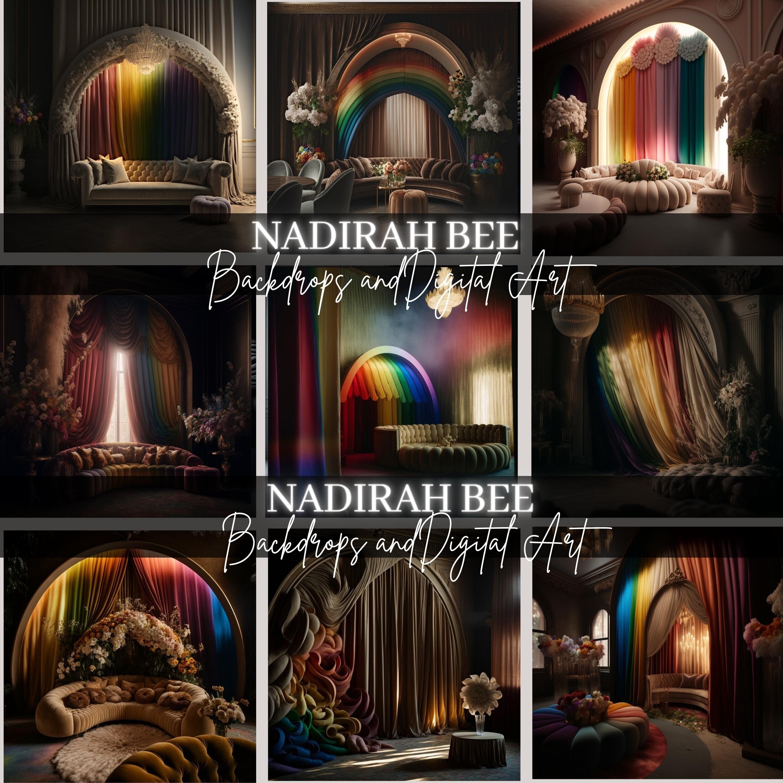 Muted Rainbow Room Backdrops, Studio Backdrop Overlays, Digital ...