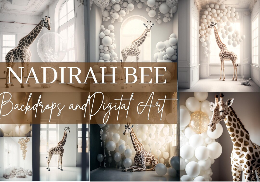White Room Digital Backdrop Giraffe Whimsical and Fun - Etsy