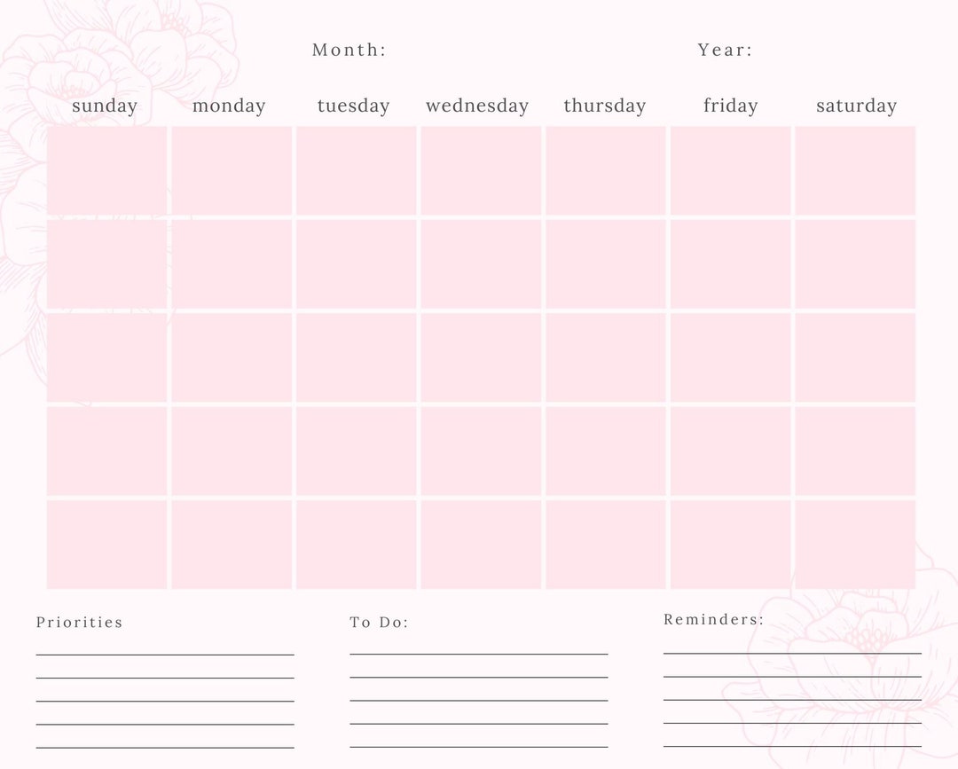 Digital Monthly Calendar - Etsy