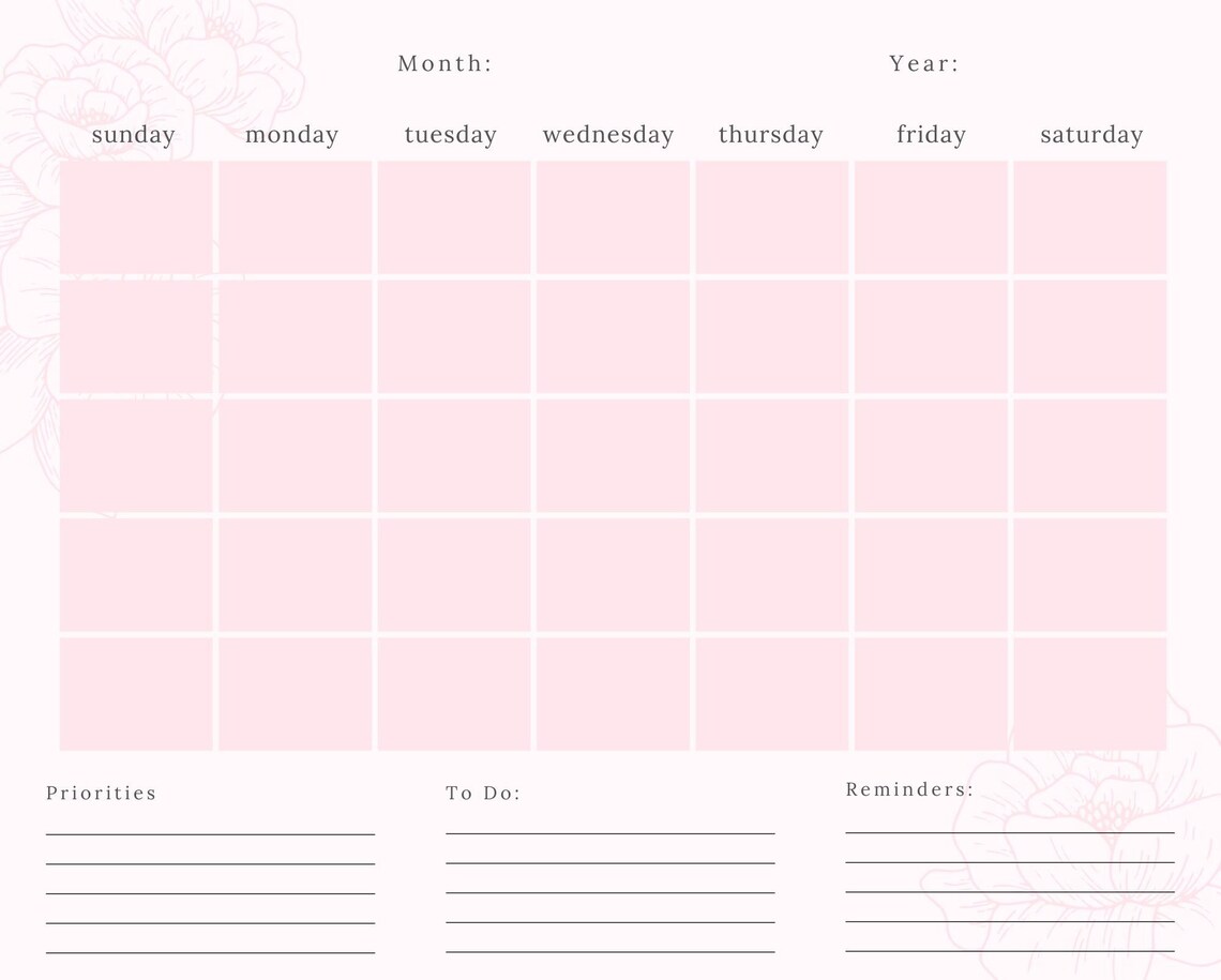 Digital Monthly Calendar - Etsy