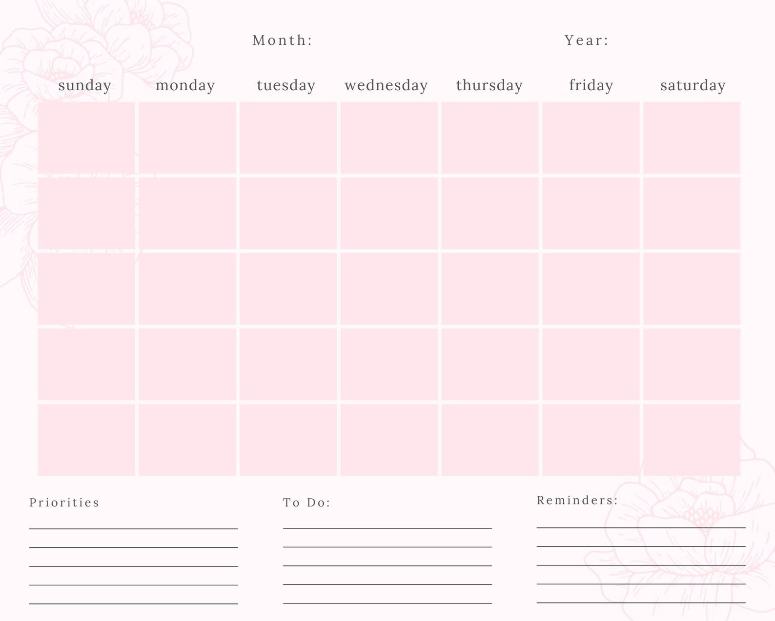 Digital Monthly Calendar - Etsy