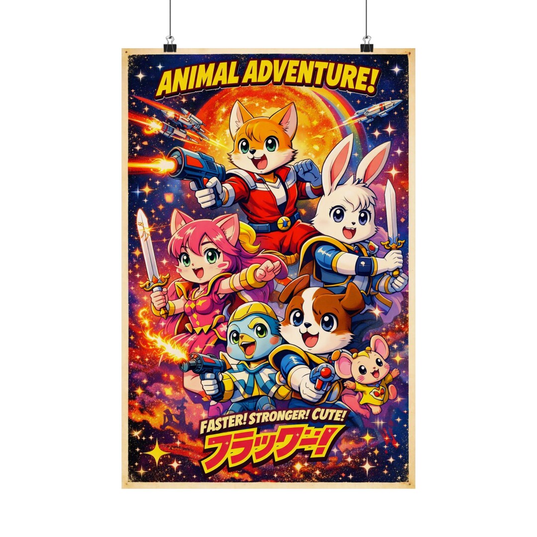 Animal Adventure Anime Characters Poster | Matte Vertical Poster - Etsy