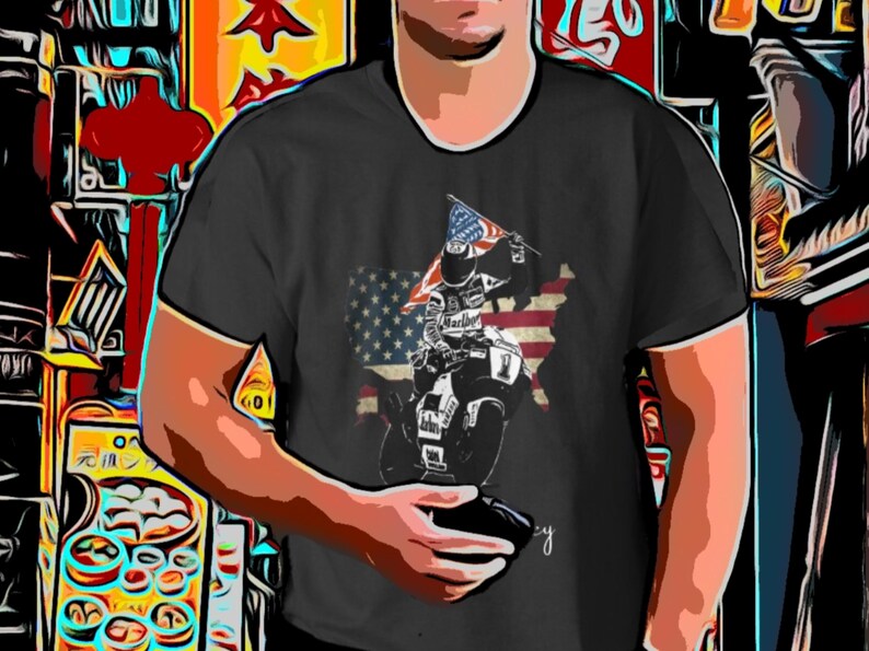 Wayne Rainey Champion Motorcycle Racing T-shirt | Distressed USA Flag ...