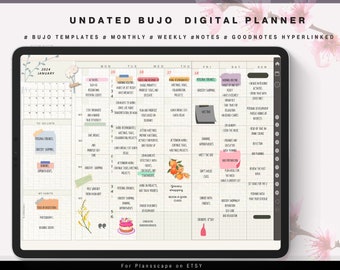 Undated Bujo Digital Planner, Goodnotes Templates Journal, Monthly ...