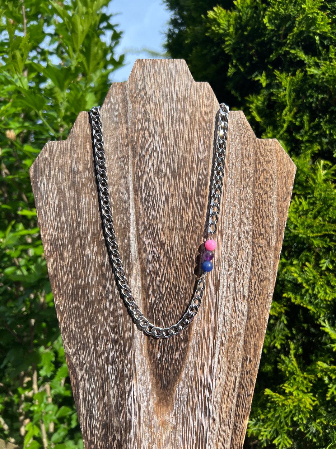 Pride Flag Half Thick Chain Necklace, Queer, Pride, Lesbian, Trans, Non ...