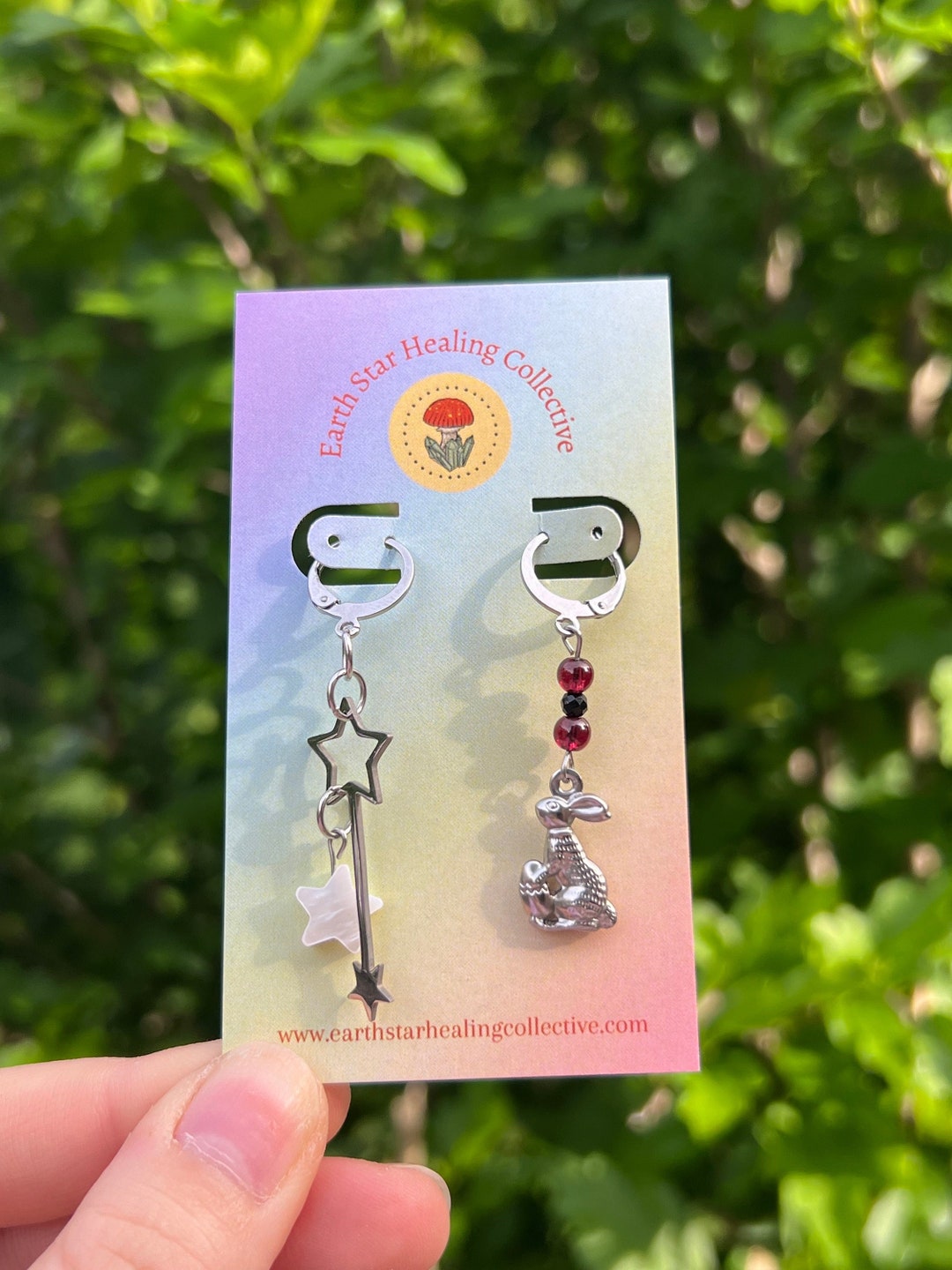Chappell Roan Inspired Earrings: Stainless Steel Wand, Rabbit, Garnet ...