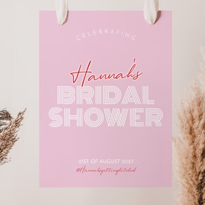 Pink and Red Bridal Shower Welcome Sign Customizable Pink Hens Sign ...