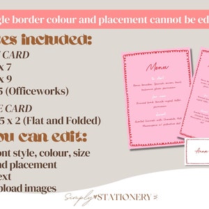Pink and Red Menu and Place Card Hand Drawn Squiggle Border ...
