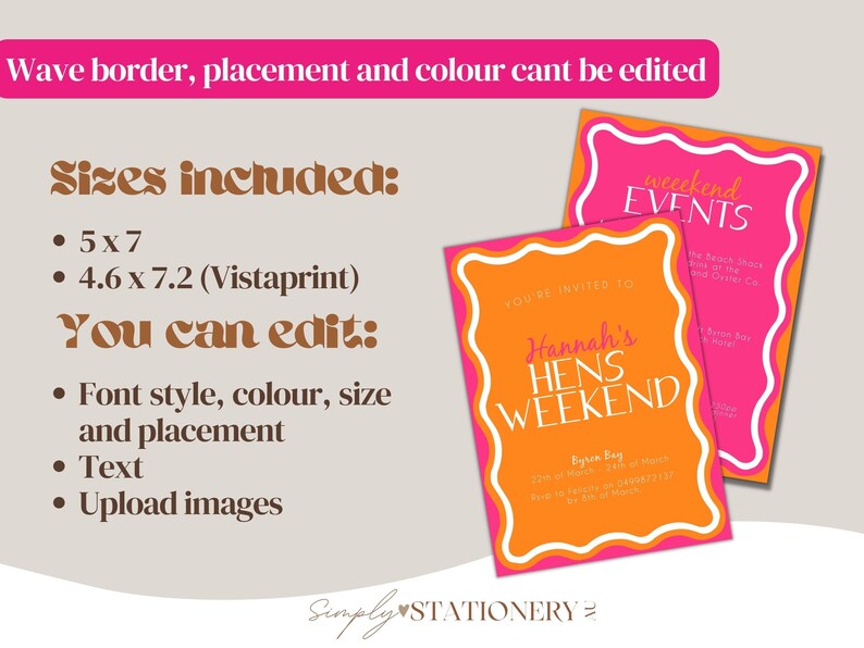 Hens Weekend Wavy Invite Orange and Pink Bachelorette Weekend - Etsy ...