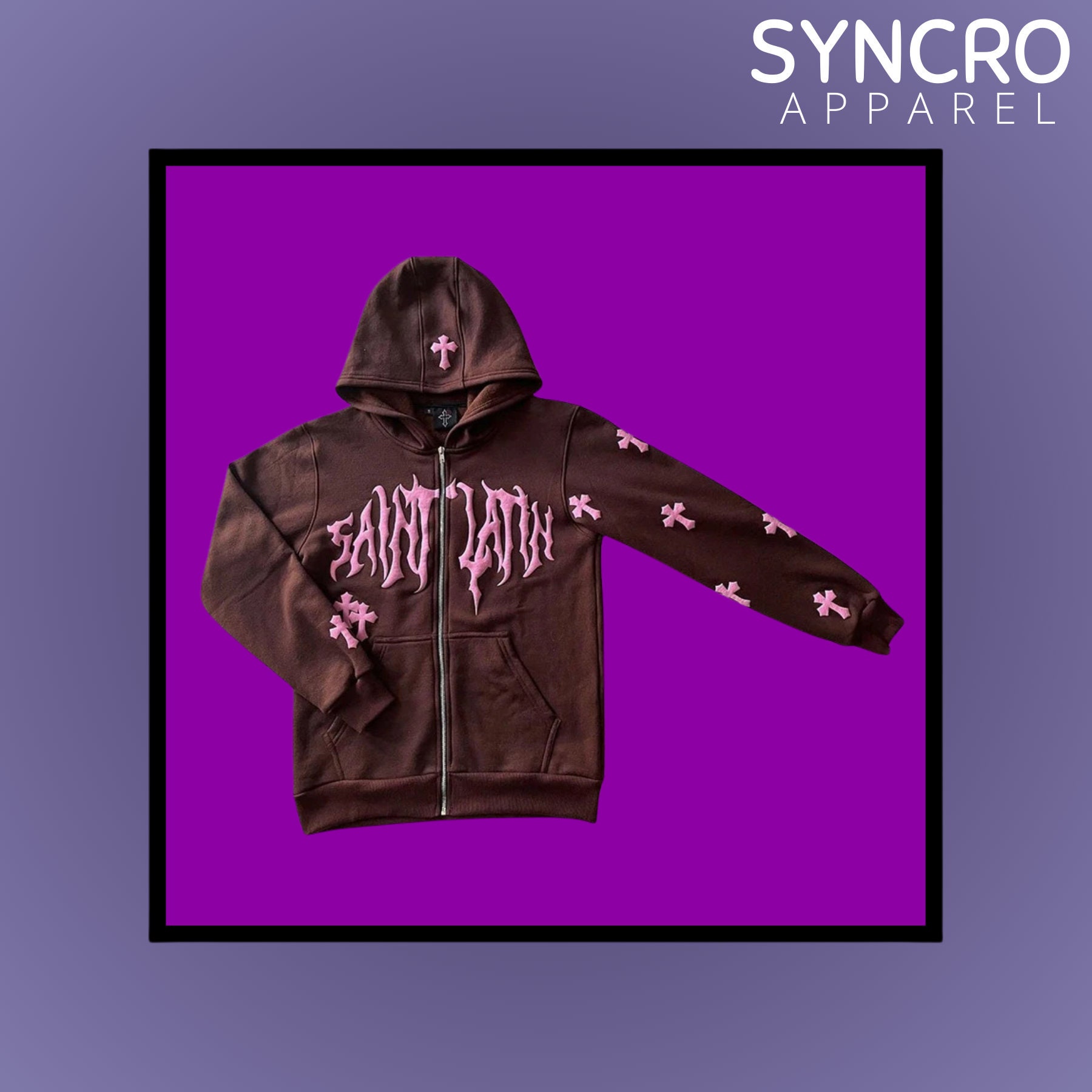 Y2K Full Zip-up Hoodie With Puff Print Cross Street Hip Hop - Etsy