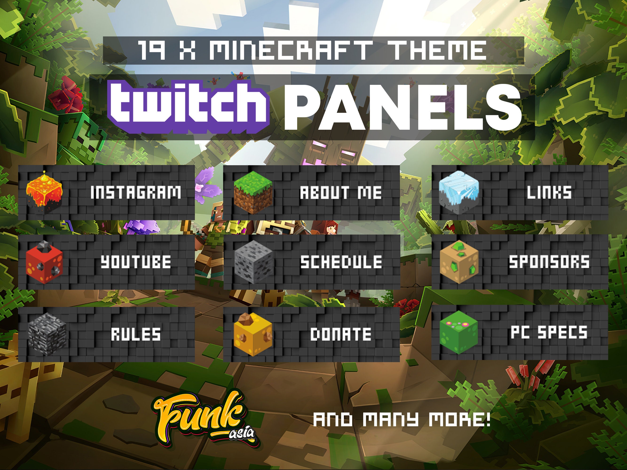 Twitch Panels Pack 19 X Minecraft Inspired Design Theme Panels - Etsy