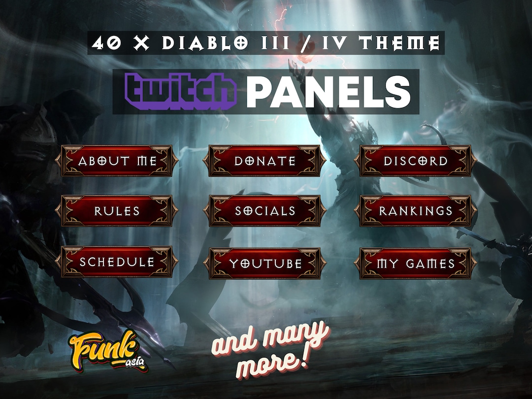 Twitch Panels Pack | 40 X Diablo III / IV Game Design Theme Panels ...