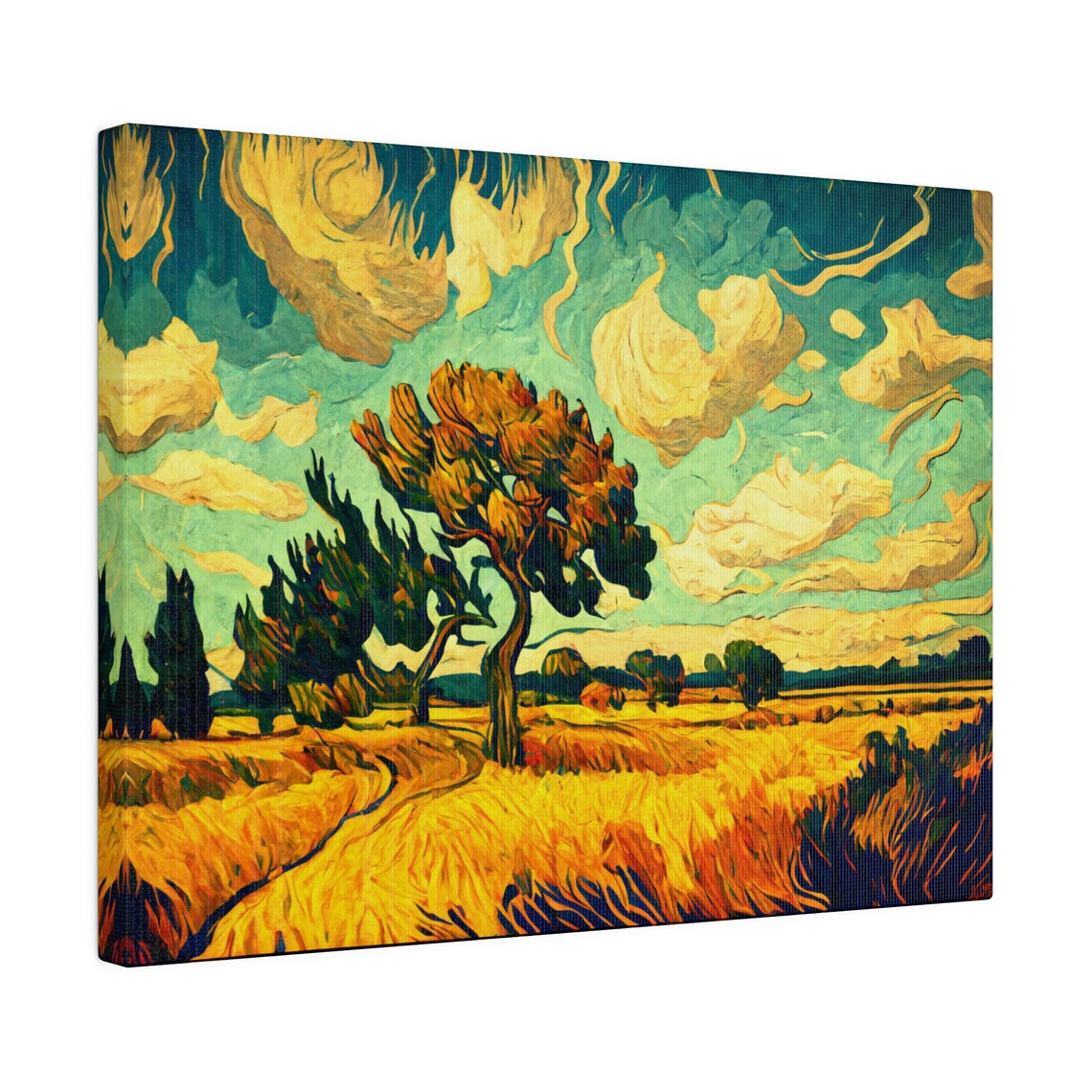 Retro Landscape With Bold Colours and a Dramatic Scenery Canvas Wall ...