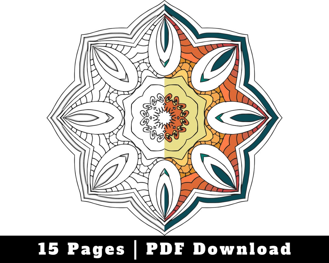 Flower Mandala Coloring Book, Printable Relaxation Pages (digital ...