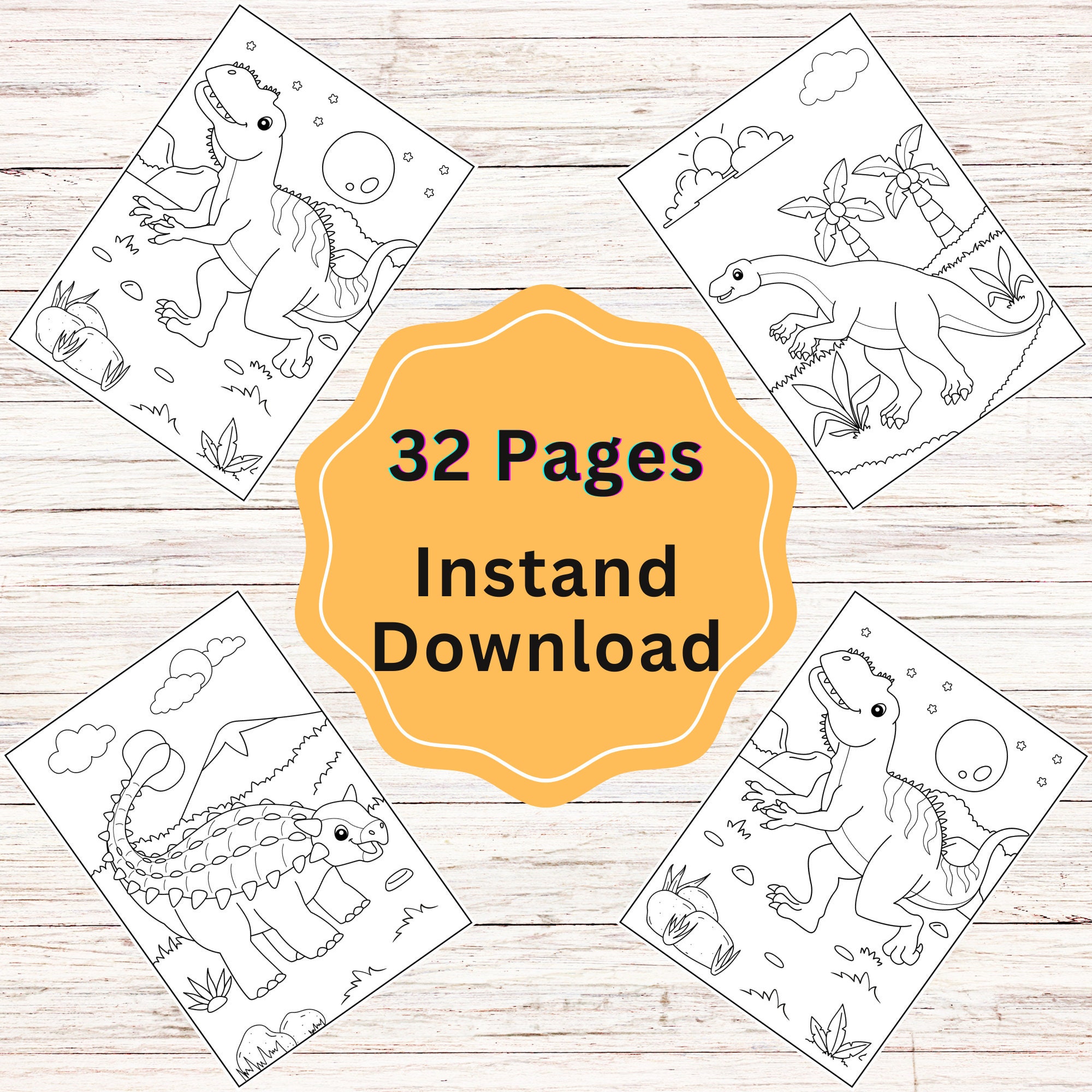 Jurassic Journey Printable Dinosaur Coloring Book for Kids, Dinosaur ...