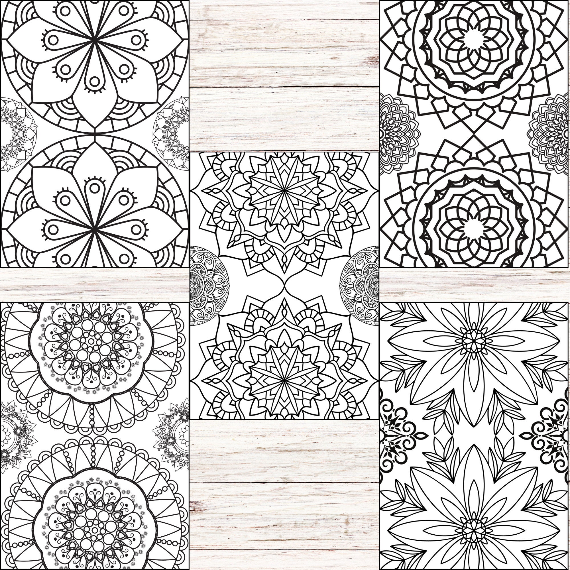 Symmetry Mandala Coloring Pages Stress Relief Mandala - Etsy