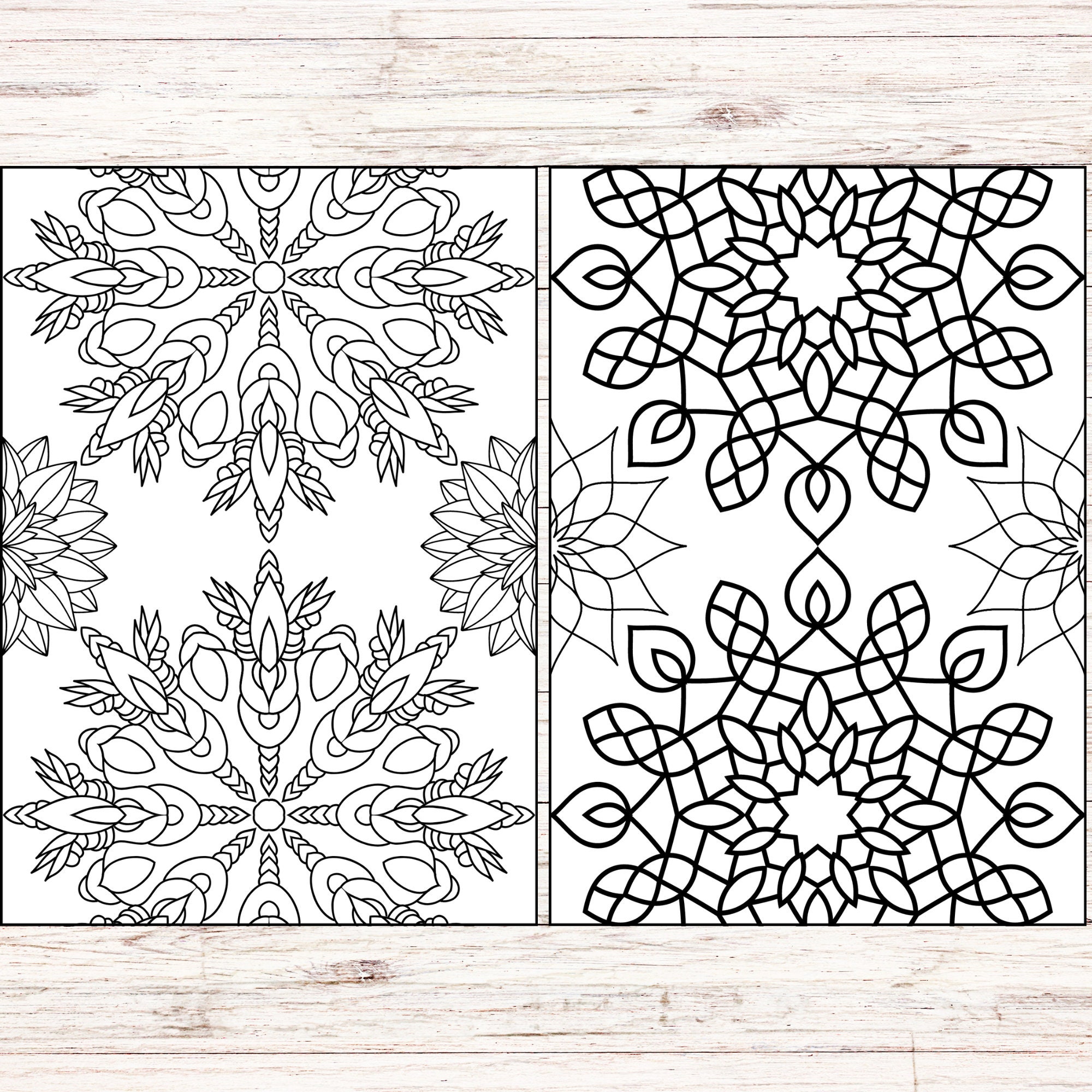 Symmetry Mandala Coloring Pages Stress Relief Mandala - Etsy