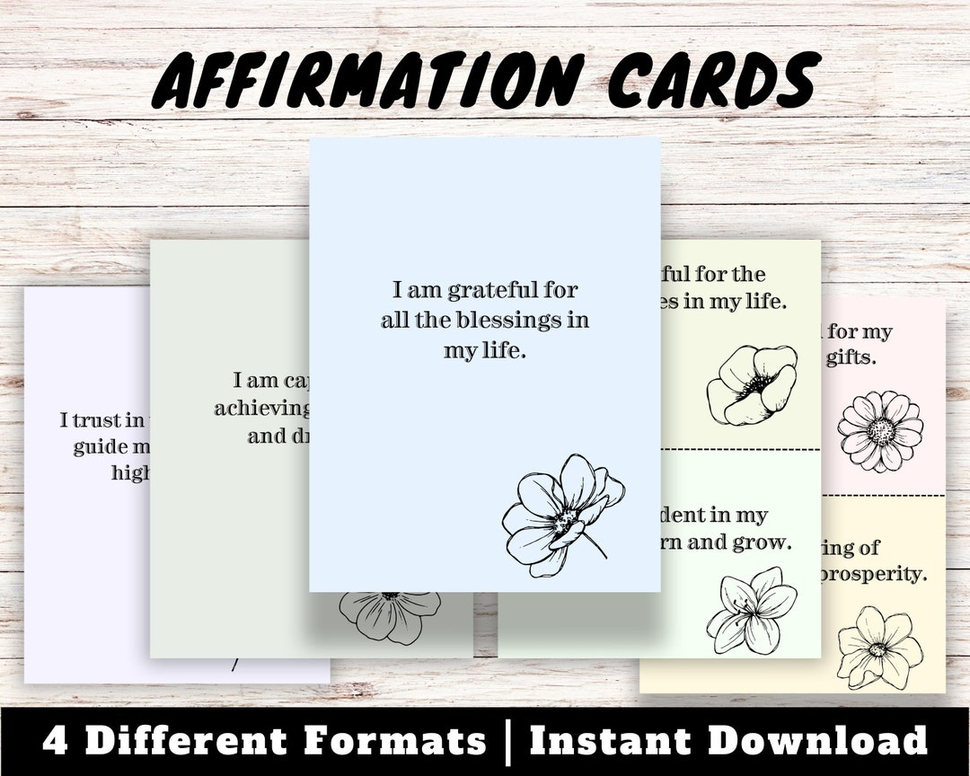 Inspiring Affirmation Cards for Daily Happiness, Printable Affirmation ...