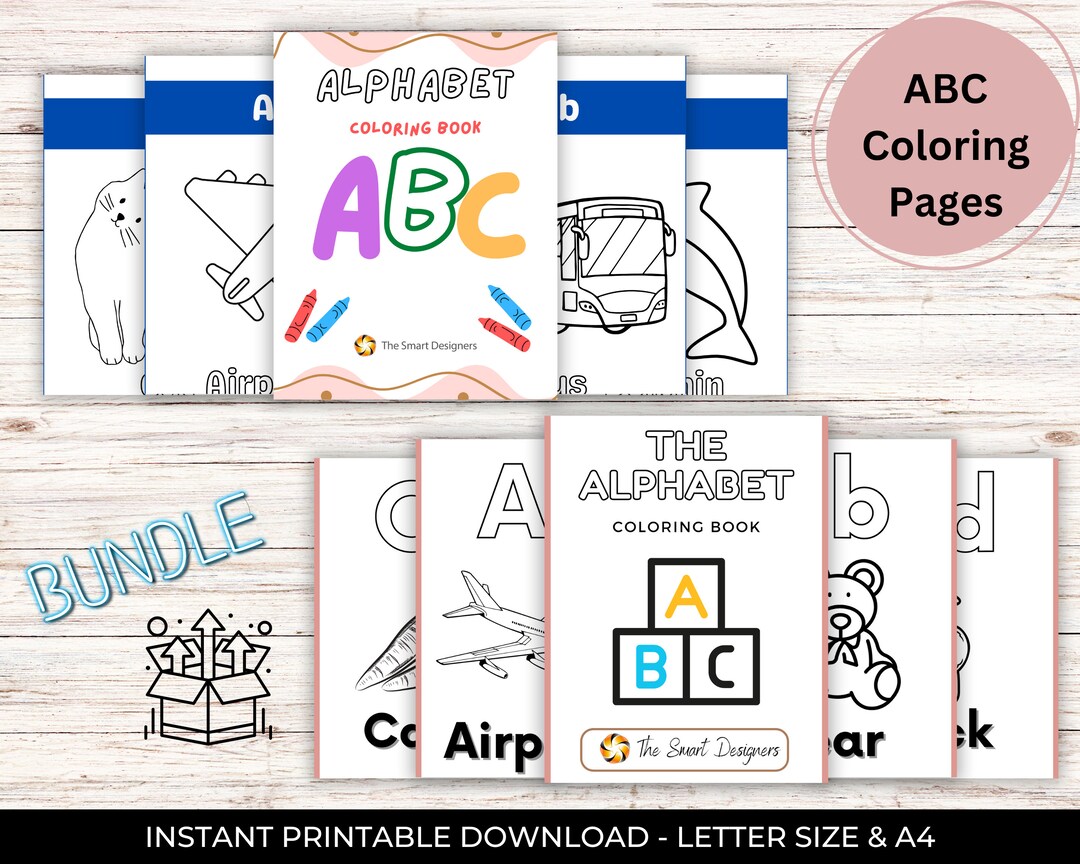 ABC Coloring Book Bundle, 2 Alphabet Coloring Books for Educational ...