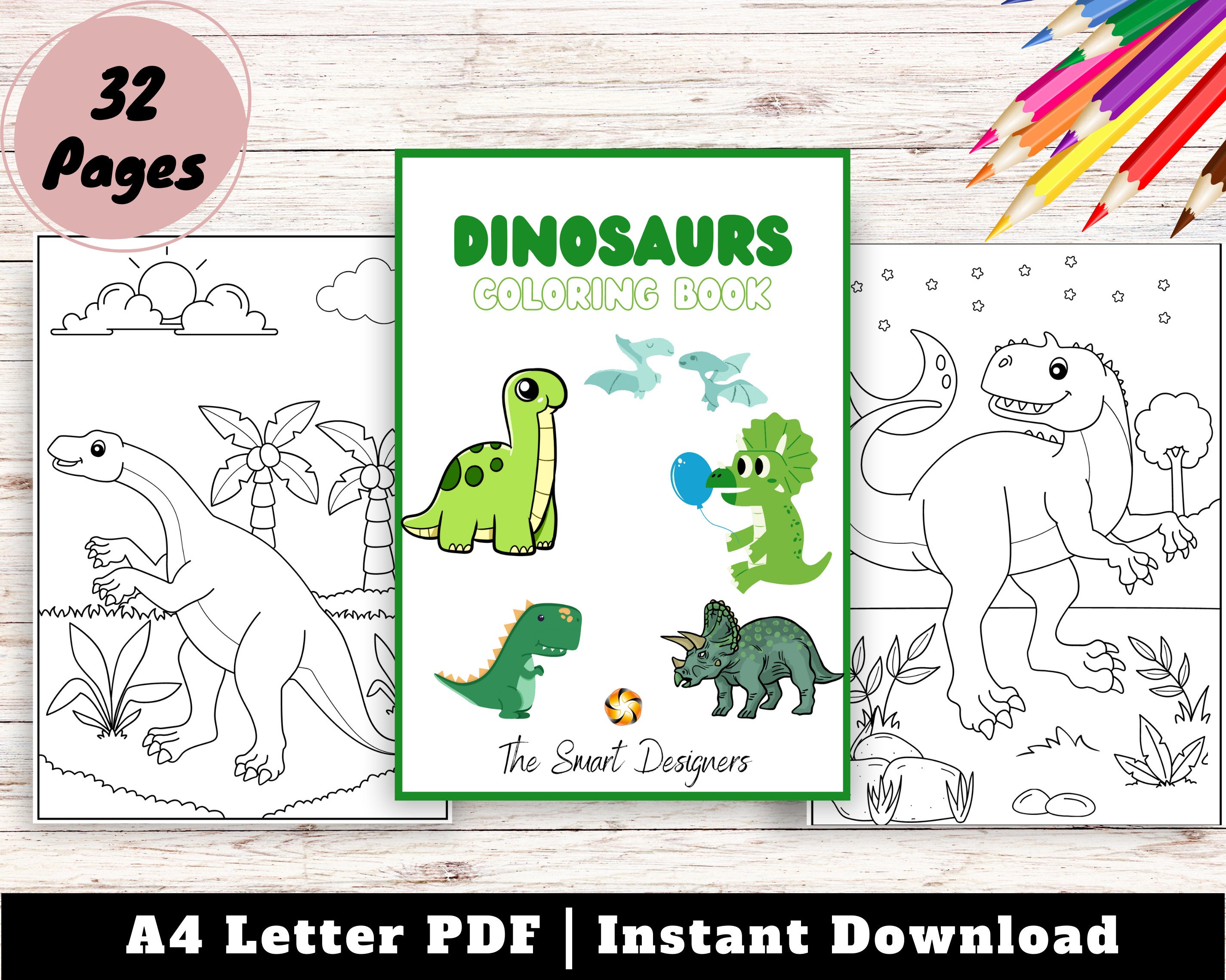 Jurassic Journey - Printable Dinosaur Coloring Book for Kids, Dinosaur ...