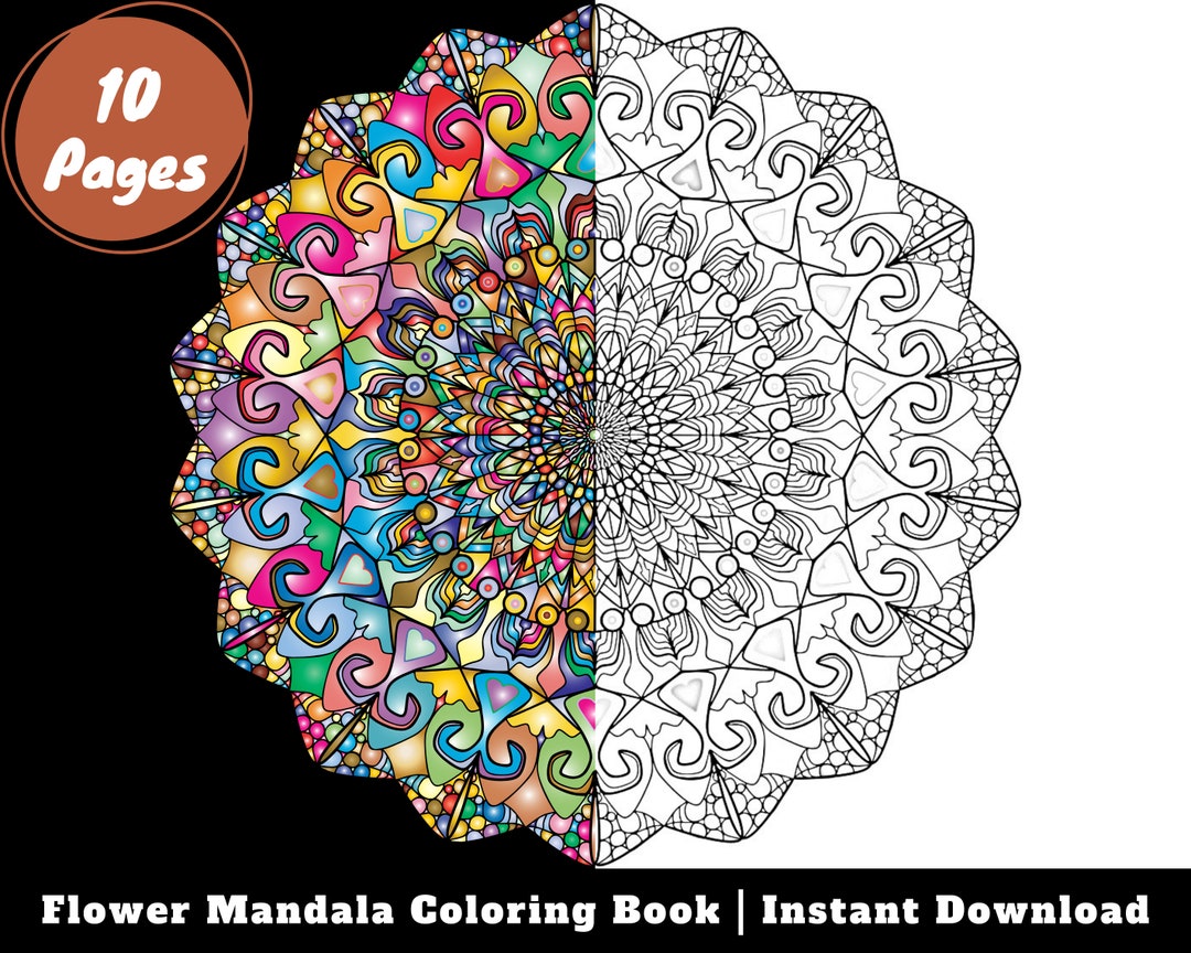 Mandala Coloring Pages for Stress Relief, Printable Coloring Book for ...