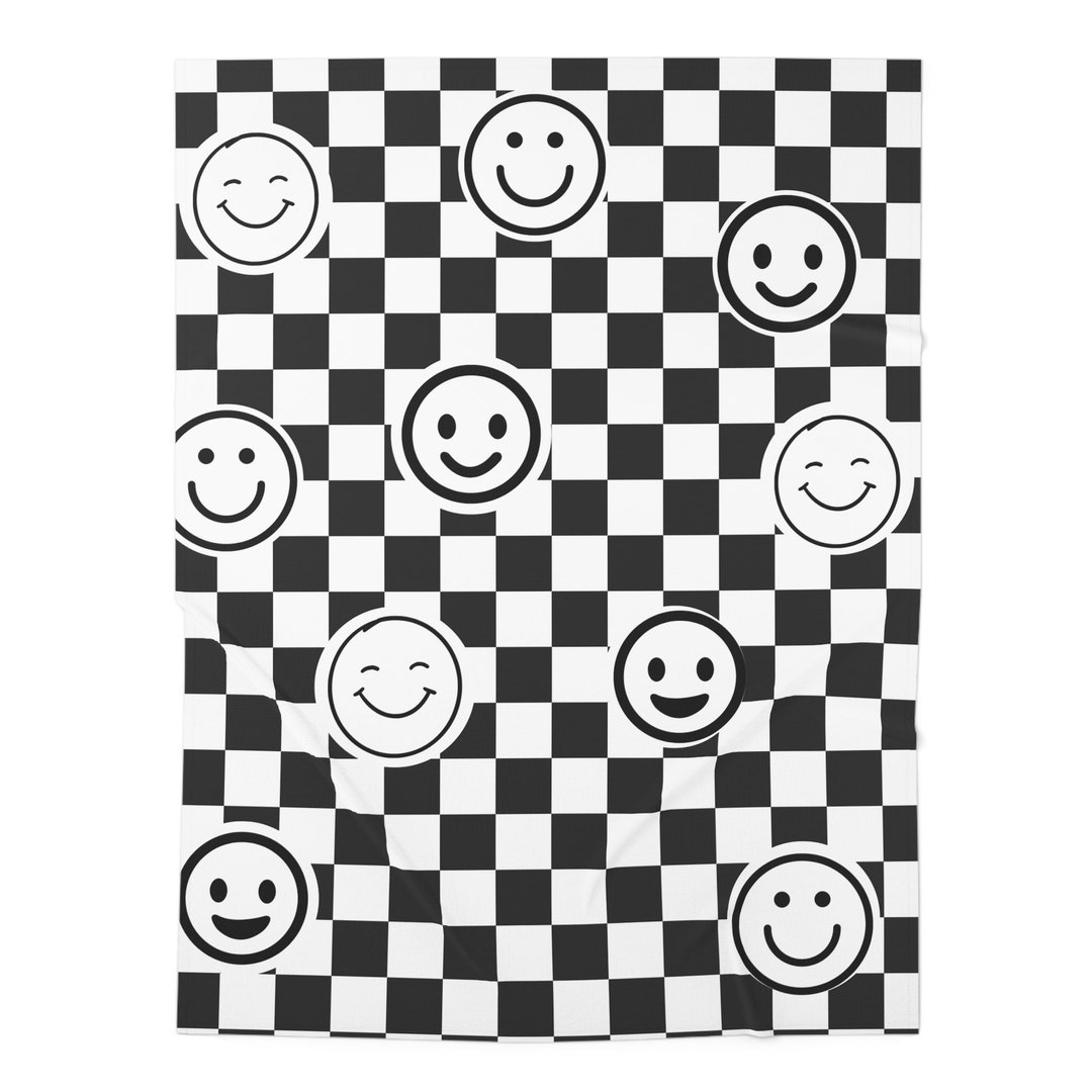 Checkerboard With Smiley Emoji's, Baby Swaddle Blanket, Gift for Baby ...