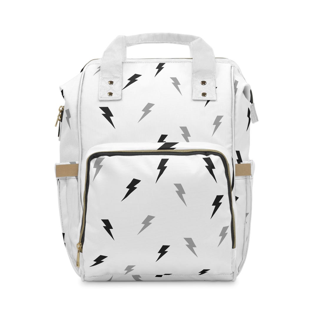 Lightning Bolt Multifunctional Diaper Backpack, Stylish Baby Bag, Ideal ...