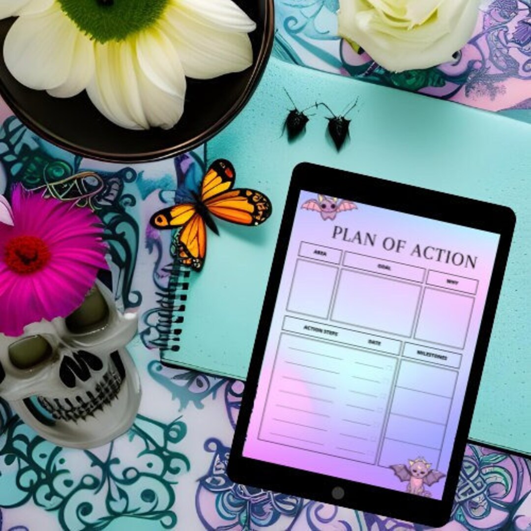 Pastel Goth Plan of Action Self-improvement Digital Download Worksheet ...
