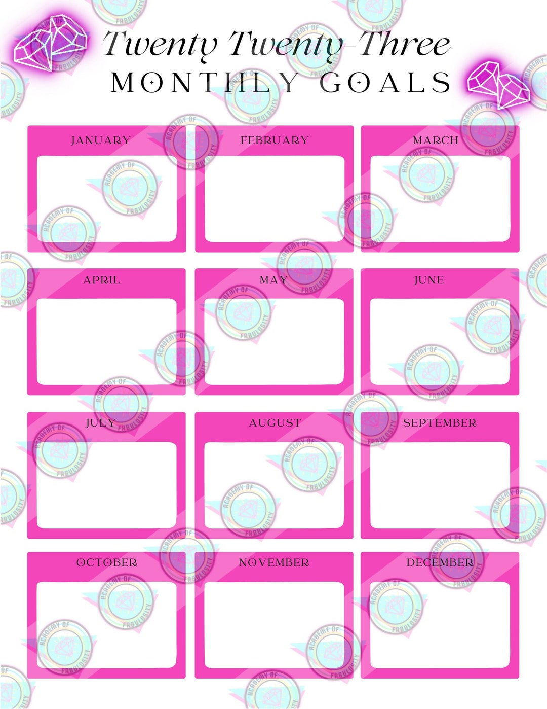 2023 Monthly Goals Worksheet Digital Printable Planner - Etsy
