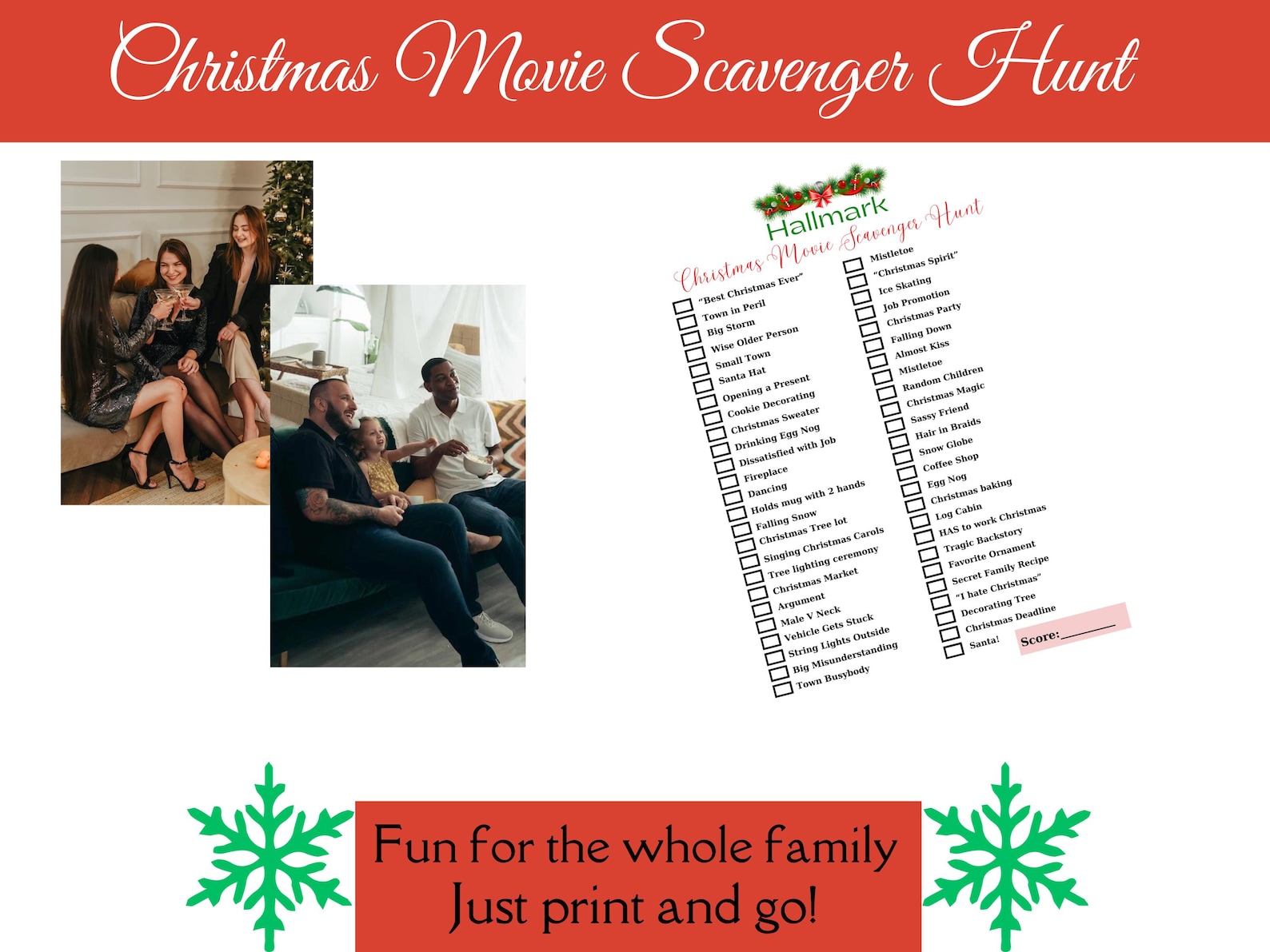Christmas Hallmark Movie Scavenger Hunt. Fun for the Whole Family! - Etsy