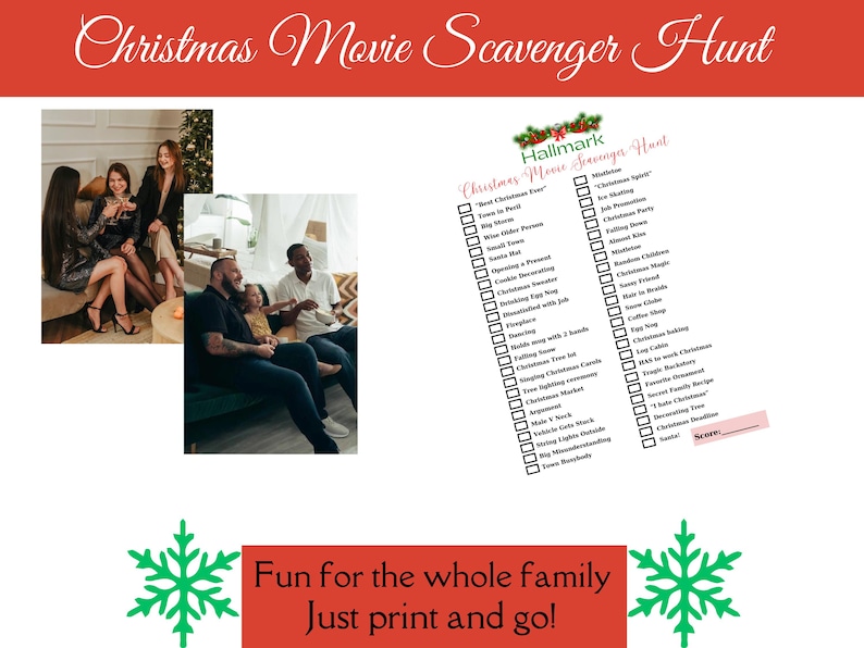 Christmas Hallmark Movie Scavenger Hunt. Fun for the Whole Family! - Etsy