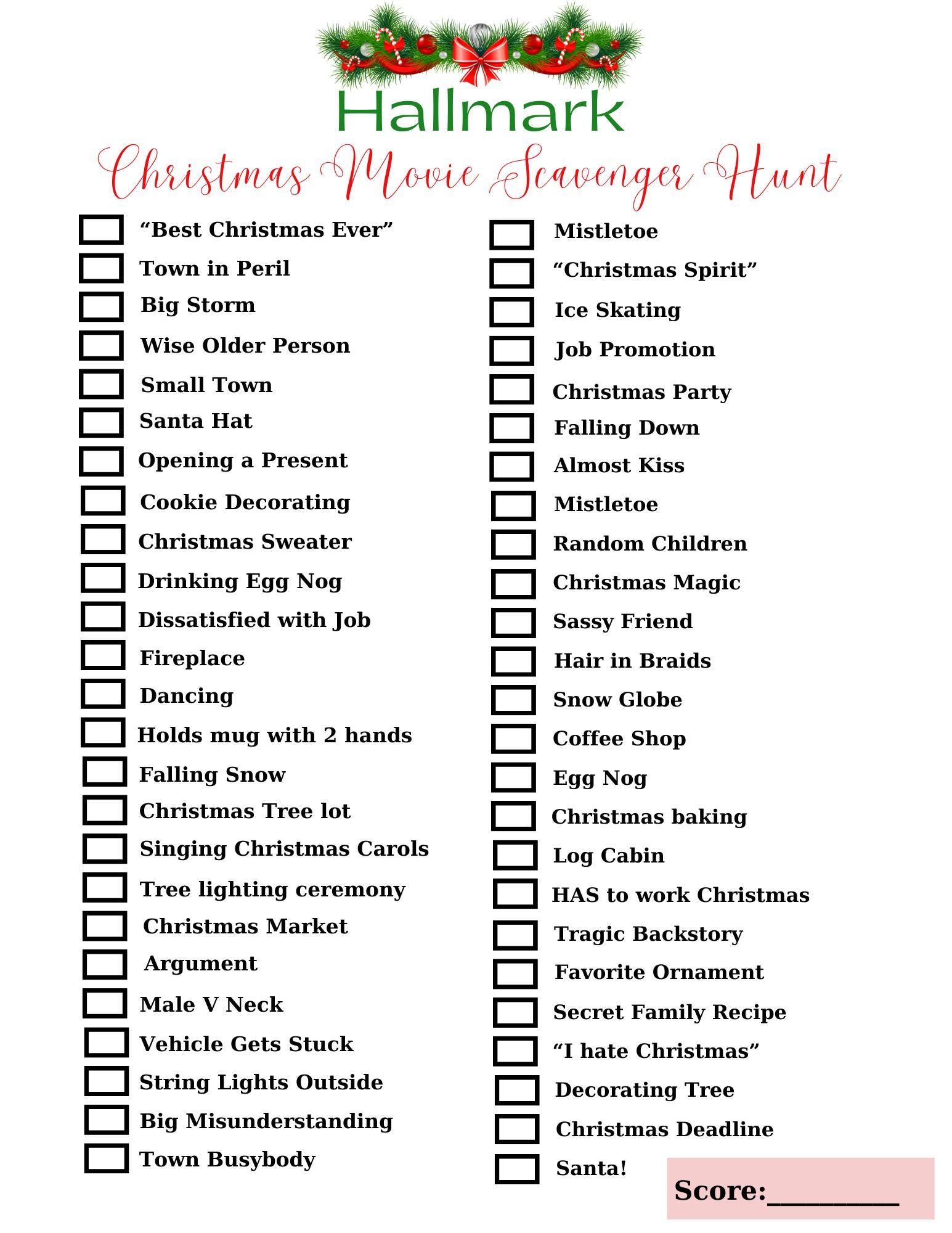 Christmas Hallmark Movie Scavenger Hunt. Fun for the Whole Family! - Etsy