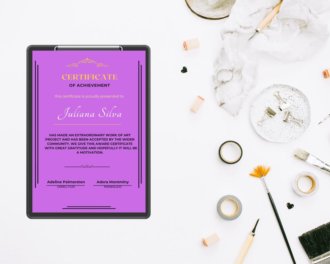 Certificate of Achievement for Art Students, Art Recognition Template ...