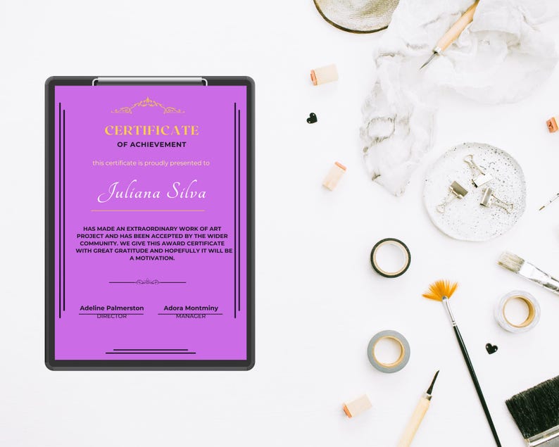 Certificate of Achievement for Art Students, Art Recognition Template ...