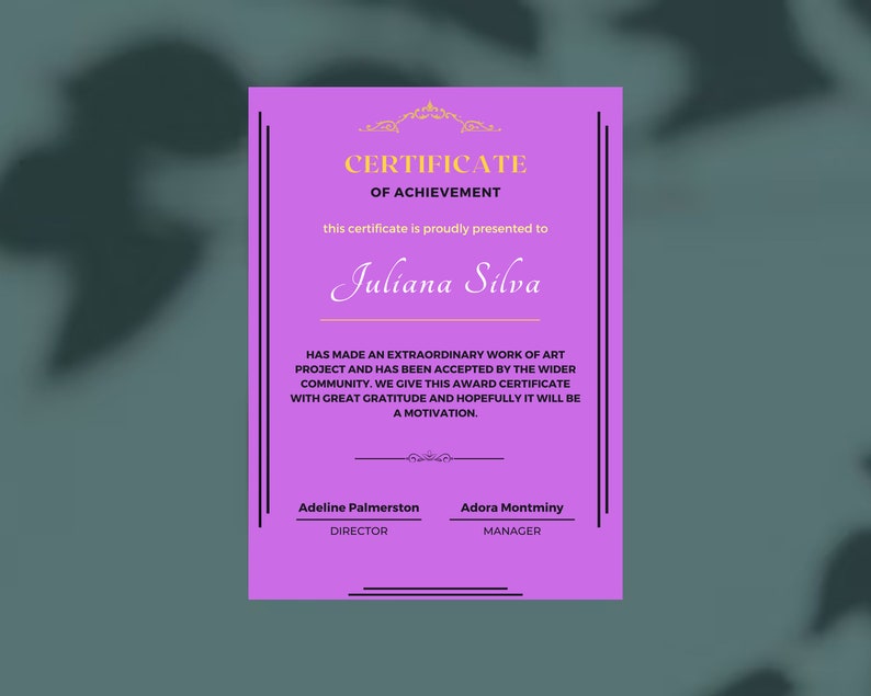 Certificate of Achievement for Art Students, Art Recognition Template ...