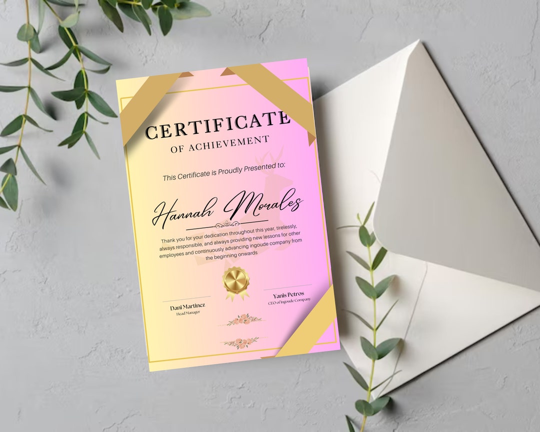 Certificate of Achievement for Art, Editable Artist Certificate of ...