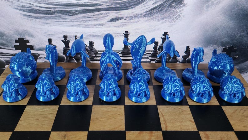 3D Printed Chess Set | Sealife Style - Etsy